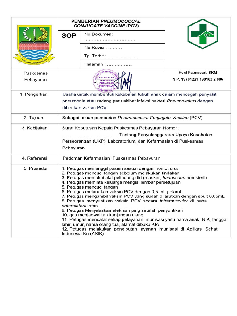 Prosedur Vaksin PCV di Puskesmas | PDF