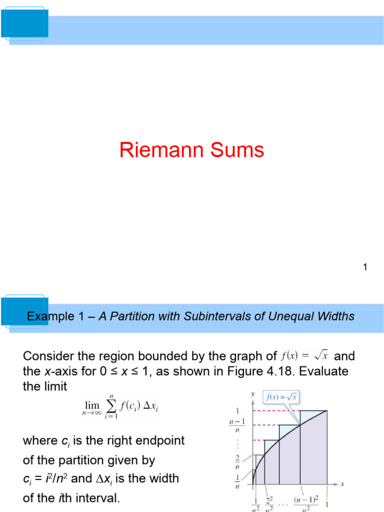 10 Riemann Sums, Definite Integrals and Fundamental Theorem of Calkulus ...