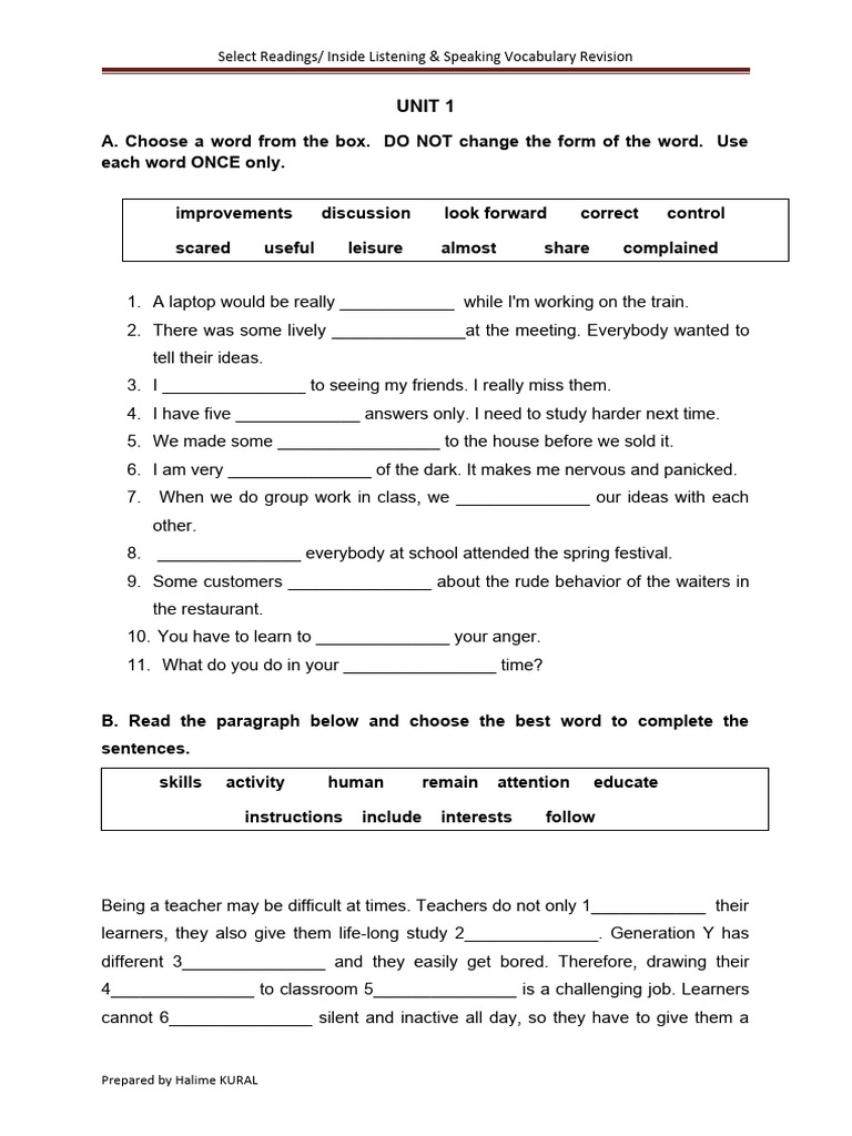 Class 4 Vocabulary Revision Answers | PDF | Vocabulary | Learning