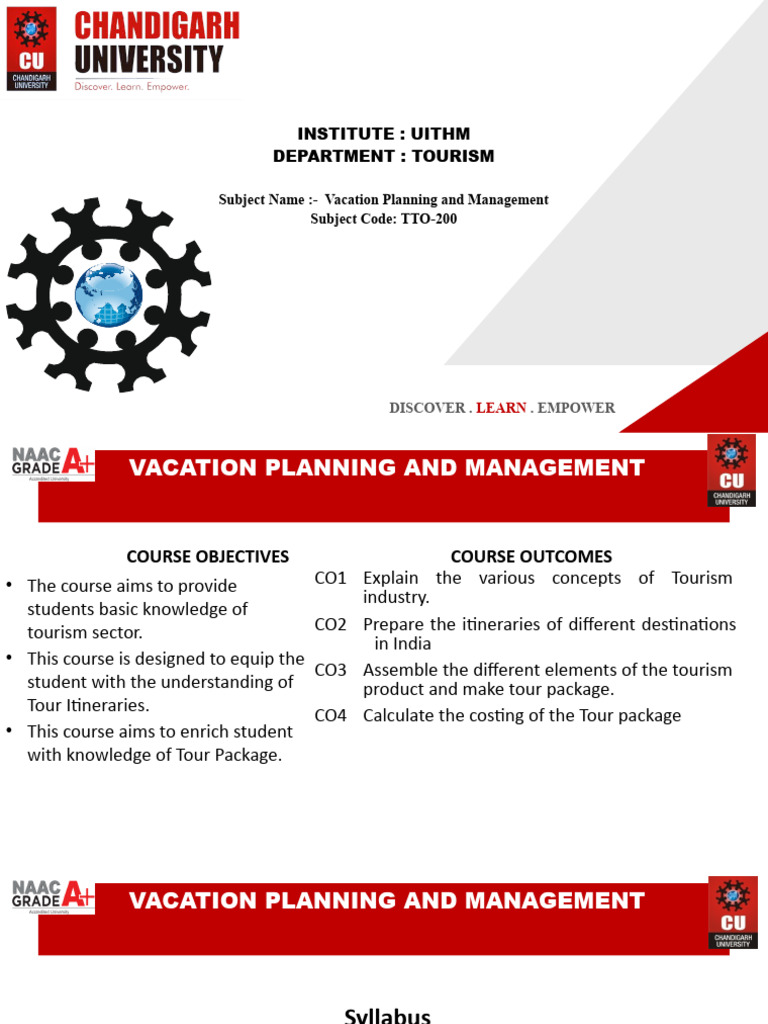 Vacation Planning and Management Course | PDF | Tourism | Leisure