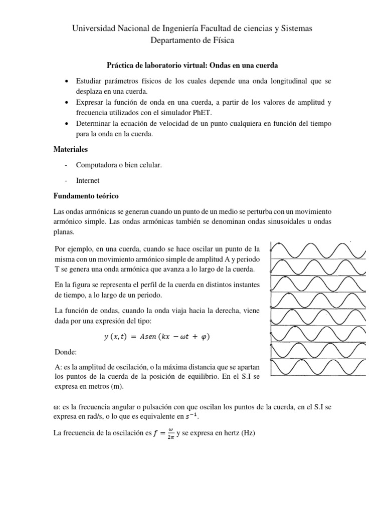 Laboratorio Virtual de Ondas en Una Cuerda | PDF | Olas | Oscilación Laboratorio Virtual de Ondas en Una Cuerda | PDF | Olas | Oscilación
