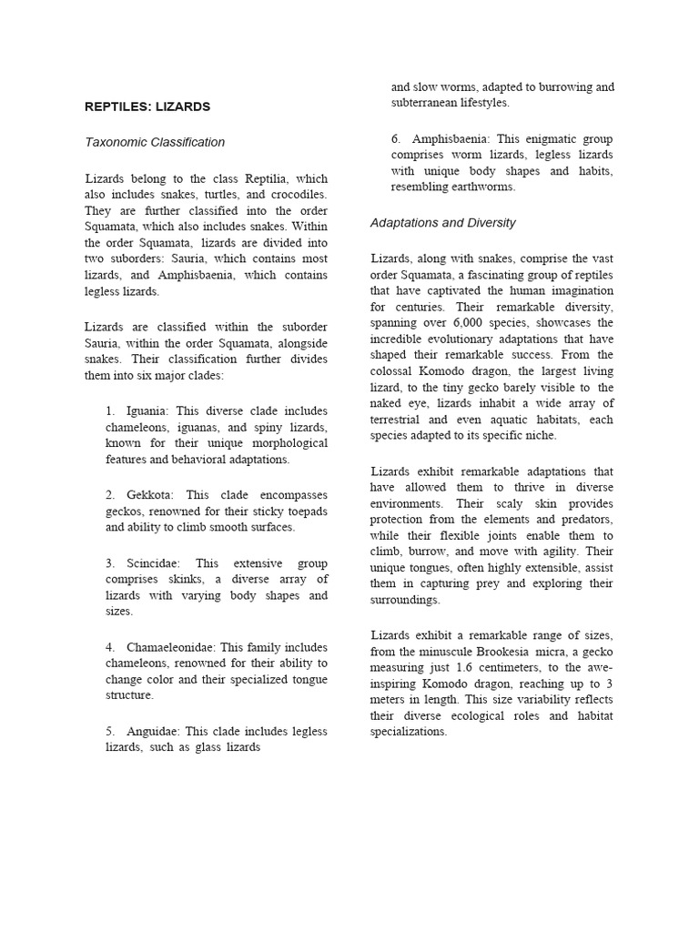 Reptiles Lizards | PDF | Lizard | Reptile