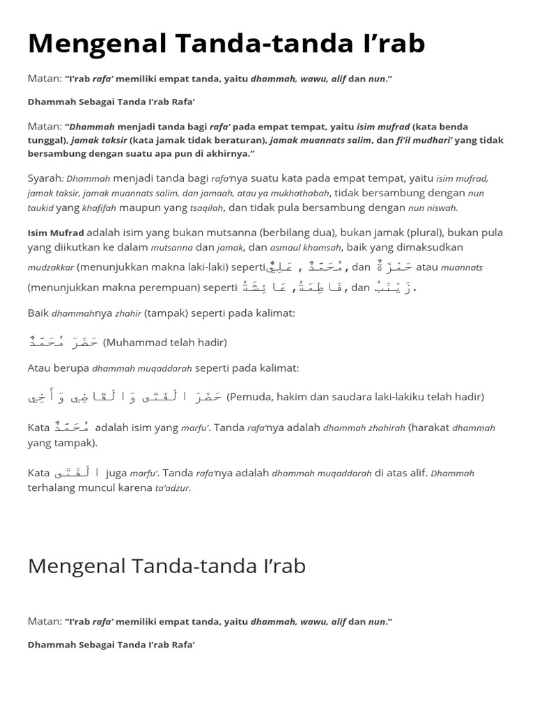 Mengenal Tanda-Tanda I'rab - 20231118 - 214500 - 0000 | PDF