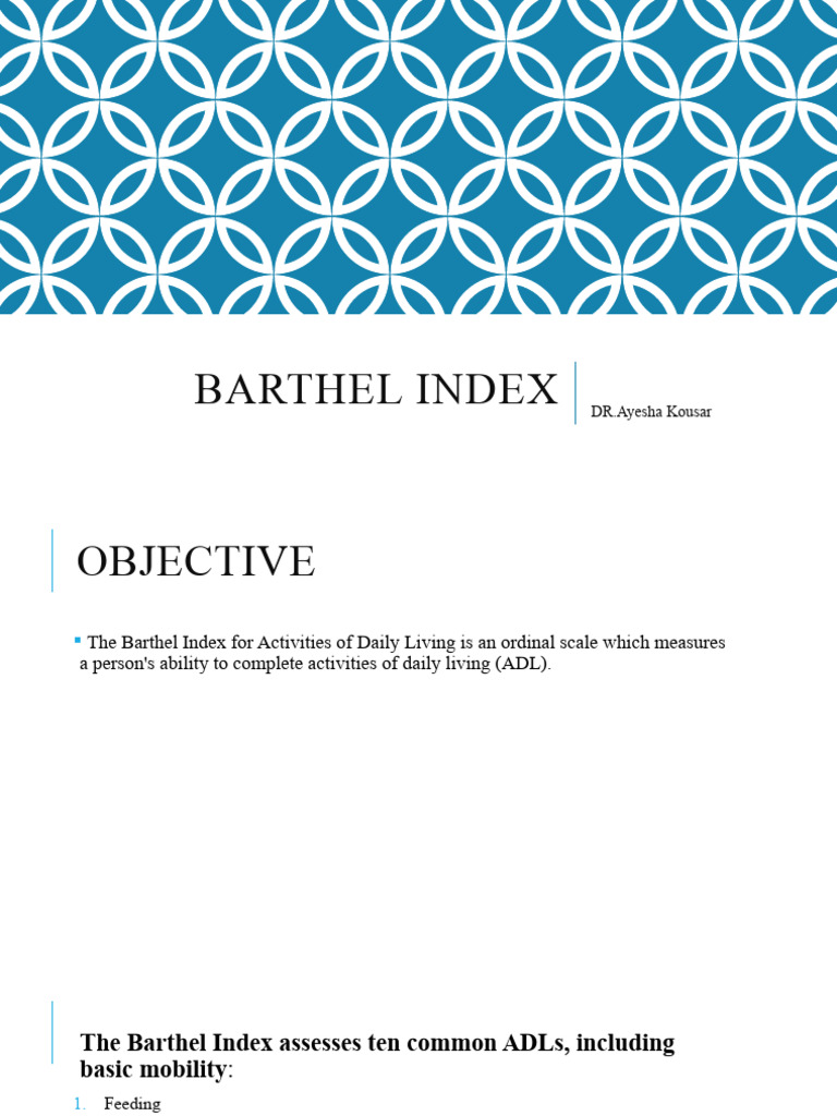 Understanding the Barthel Index | PDF | Health Sciences | Diseases And ...