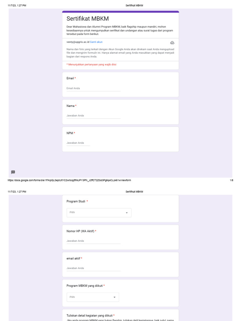 Pengumpulan Sertifikat MBKM Online | PDF