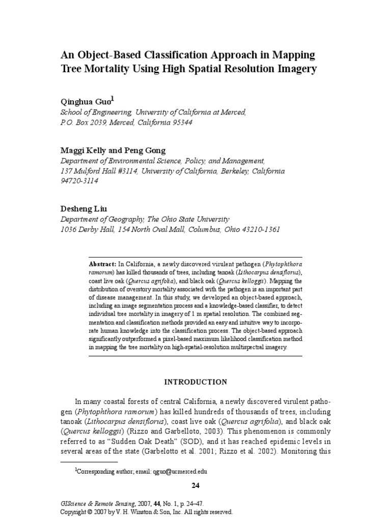 An Object Based Classification Approach in Mapping Tree Mortality Using ...