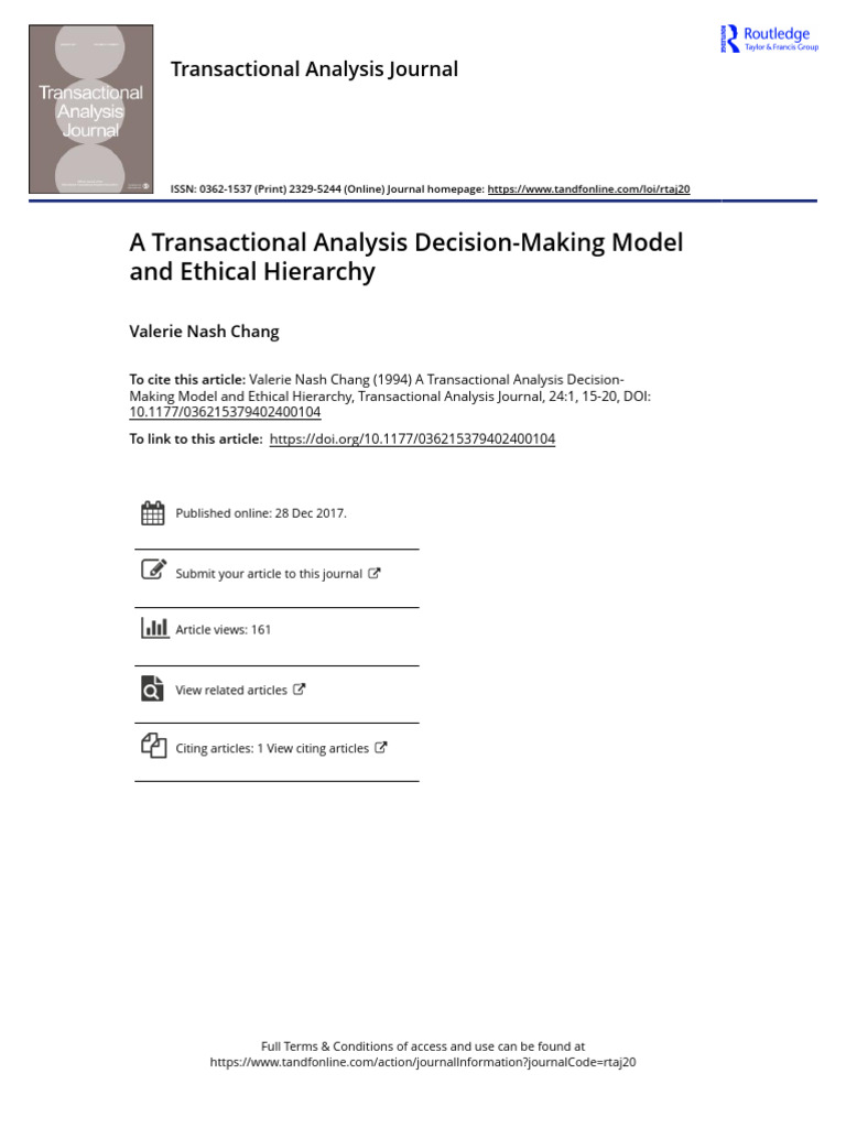 A Transactional Analysis Decision-Making Model and Ethical Hierarchy | PDF | Psychotherapy ...