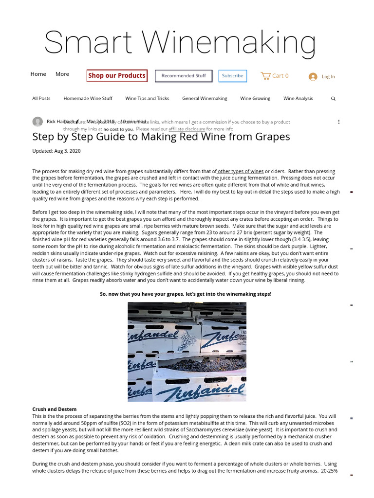 Step by Step Guide To Making Red Wine From Grapes | Download Free PDF | Fermentation In ...