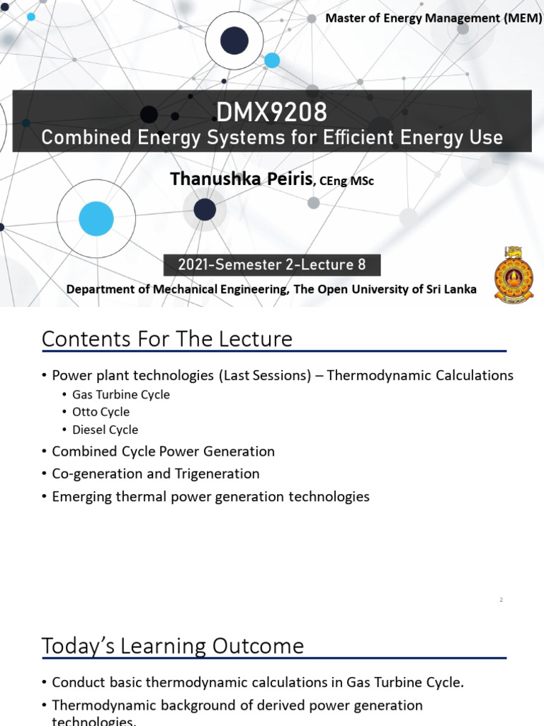 DMX9208 Lecture08 S2 V0 2021 | PDF | Cogeneration | Steam