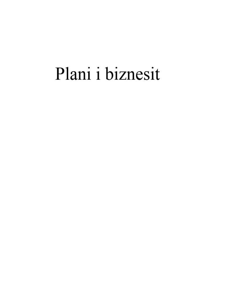 Plani I Biznesit - Shembull | PDF