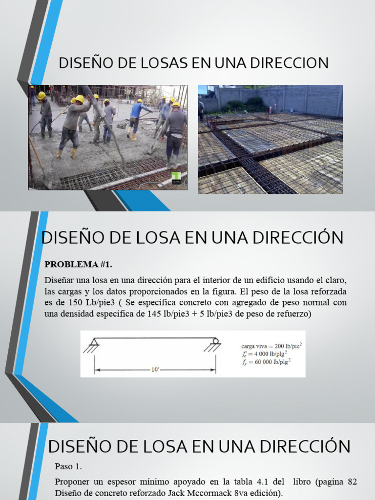 Diseño de Losas en Una Direccion | Descargar gratis PDF | Materiales | Ingeniería de Edificación