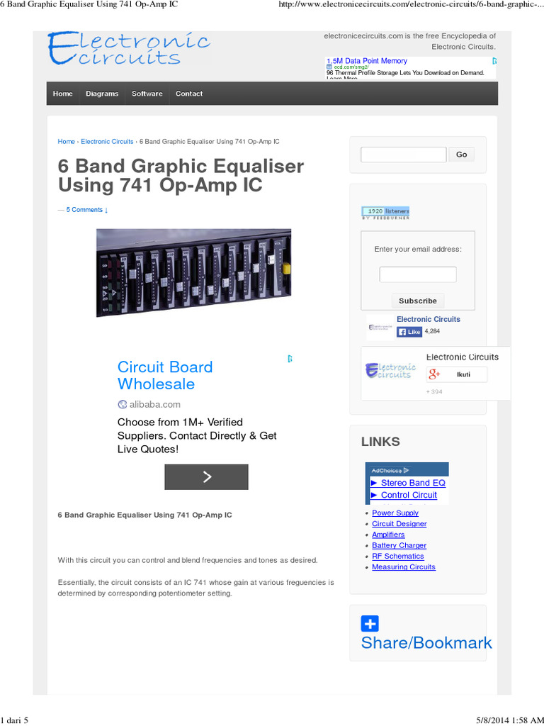 6 Band Graphic Equaliser Using 741 Op-Amp IC | PDF | Amplifier ...