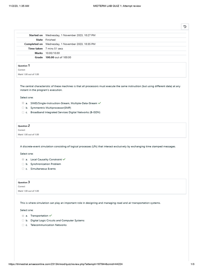 MIDTERM LAB QUIZ 1 - Attempt Review | PDF | Simulation | Computing MIDTERM LAB QUIZ 1 - Attempt Review | PDF | Simulation | Computing