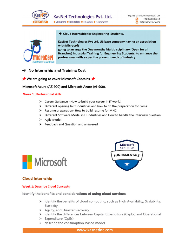 Cloud Internship | PDF | Cloud Computing | Microsoft Azure