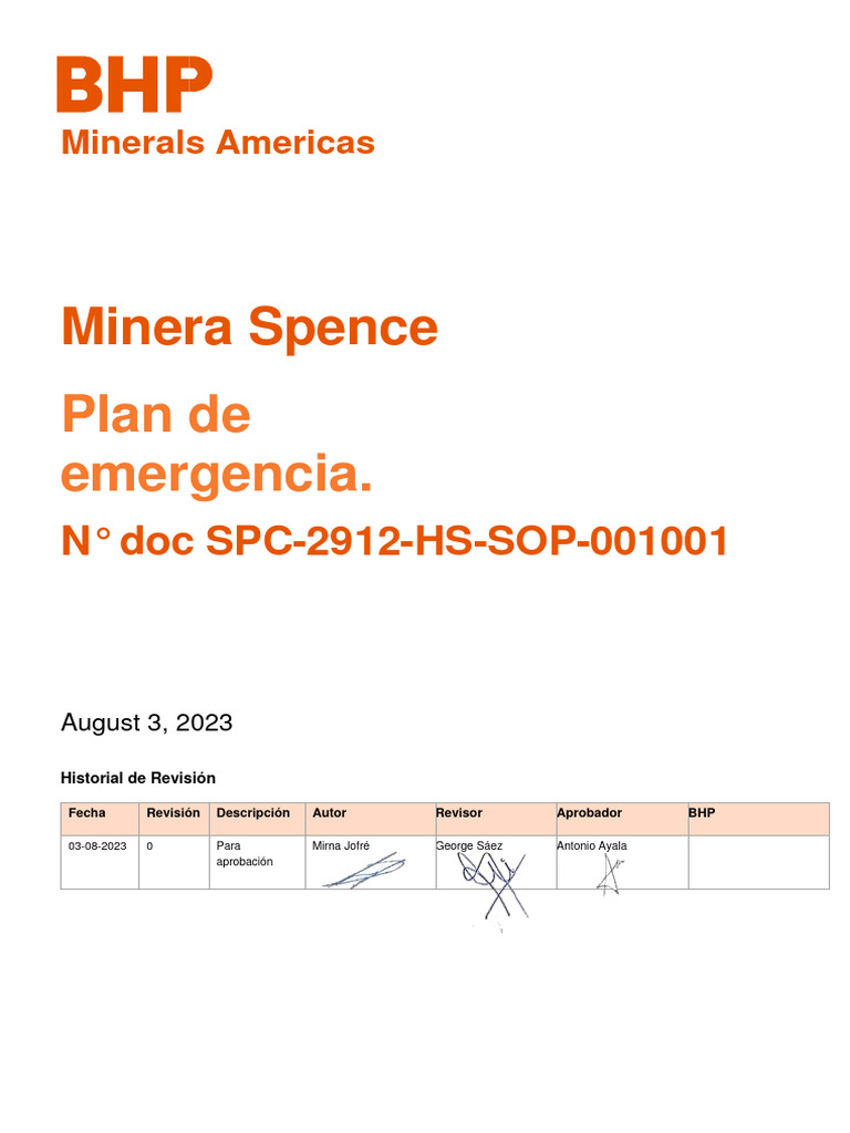 SPC 2912 Hs Sop 001001 Plan de Emergencia | PDF | Contaminación | Residuos