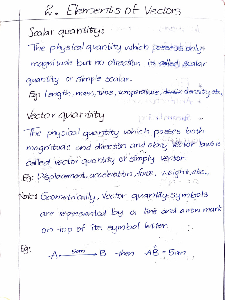 2.elements of Vector Chapter 2 1st Sem Physics | PDF