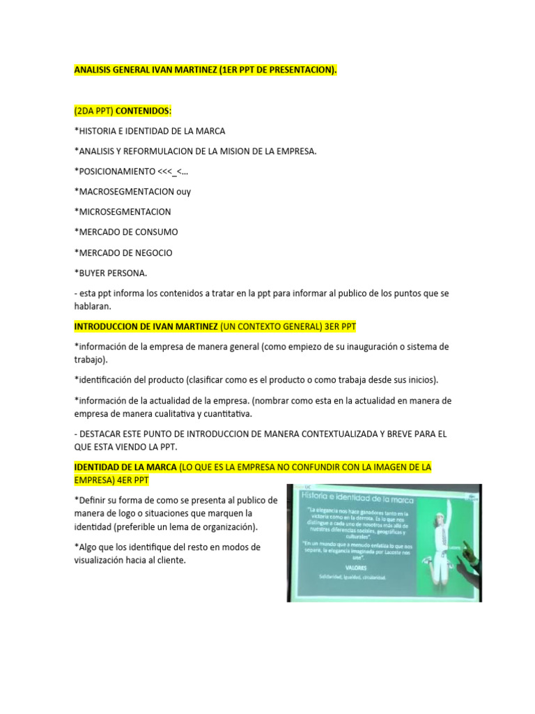 Analisis General Ivan Martinez, Matriz de Trabajo | PDF