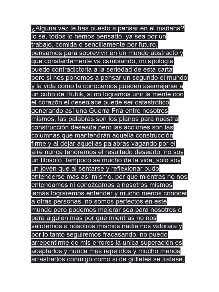 Alguna Vez Te Has Puesto A Pensar en El Mañana | PDF