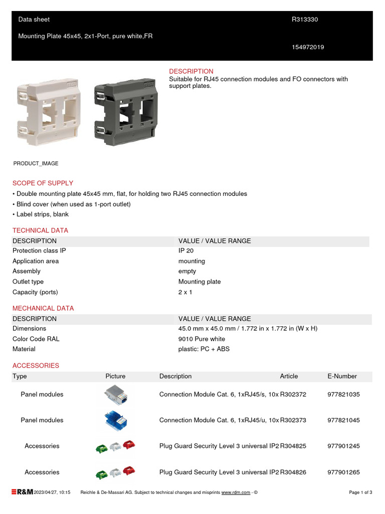 DSH R313330 en | PDF | Manufactured Goods | Electronics