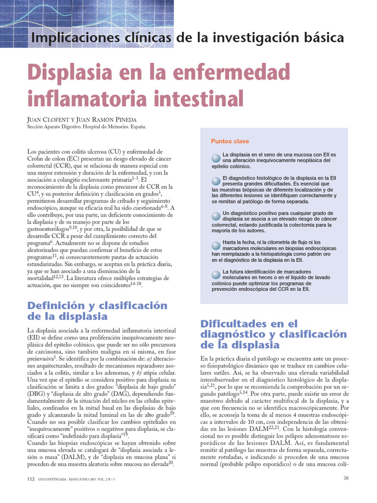 Displasia en La Enfermedad Inflamatoria Intestinal: Implicaciones ...