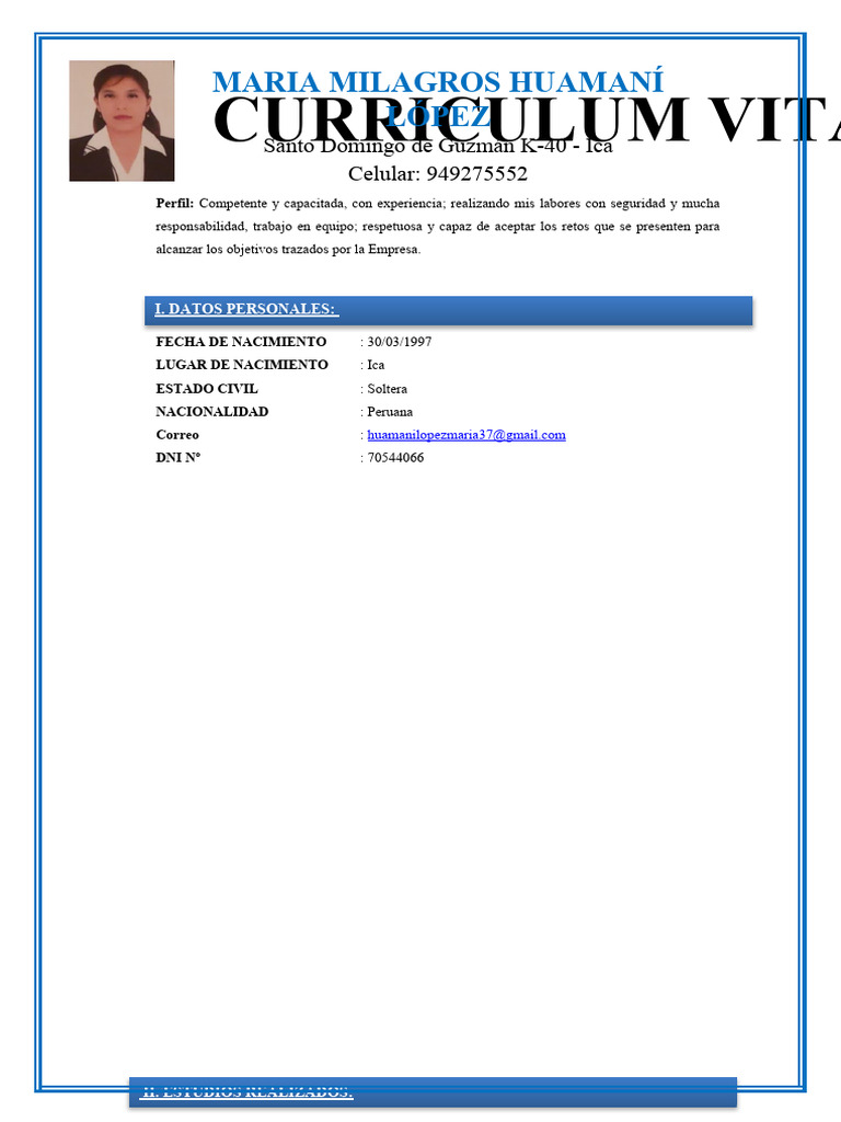 CV - Milagros Lopez | PDF