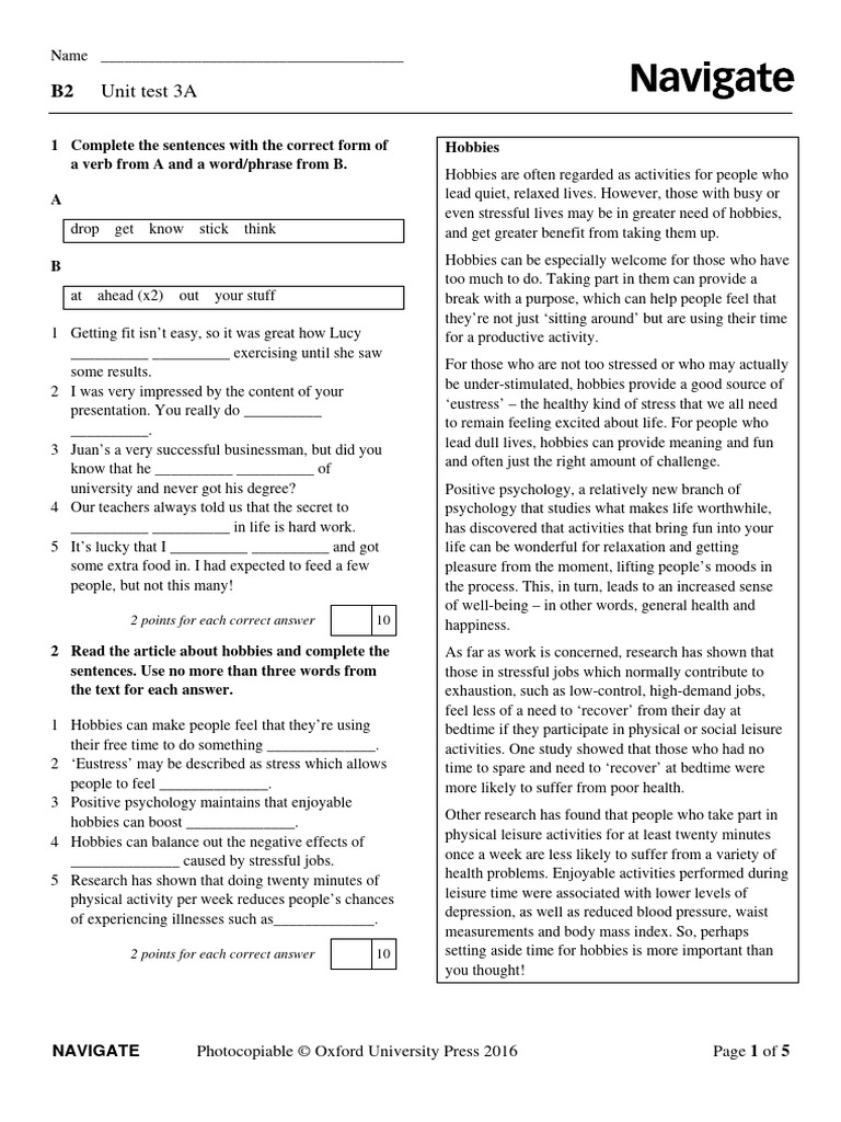 Unit Test 3A | PDF | Psychology