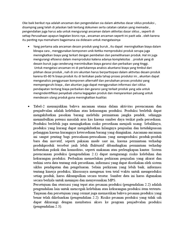 Oke Baik Berikut Nya Adalah Ancaman Dan Pengendalian Sia Dalam Aktivitas Dasar Siklus Produksi ...