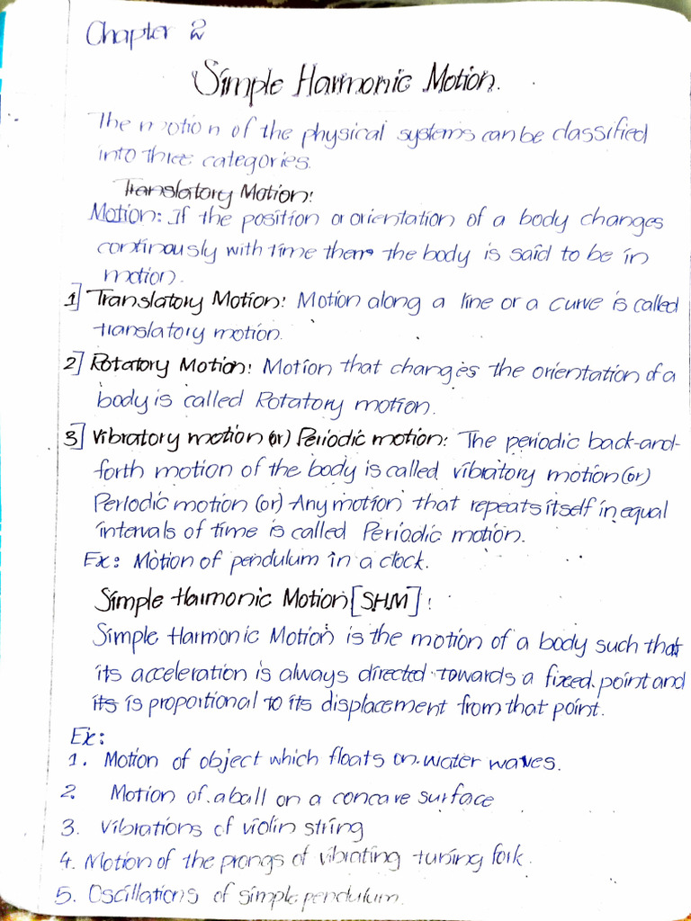 2.simple Harmonic Motion Chapter-2 C-18 2nd Sem Physics | PDF | Physical Phenomena | Motion ...