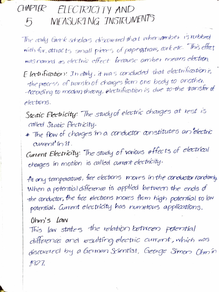 5.electricity and Measuring Instruments Chapter-5 C-18 2nd Sem Physics ...