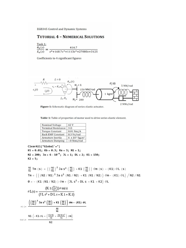 Control Dynamics Electronic Mechamica Full Detail Mathematica | PDF