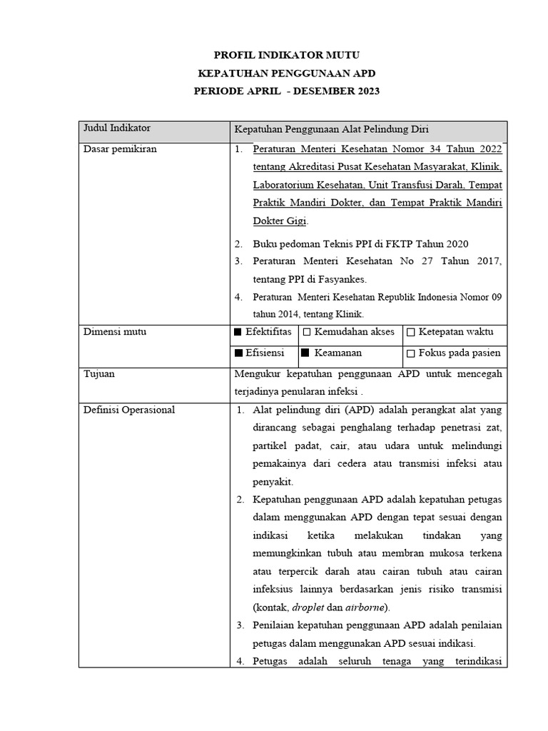Profil Indikator Mutu Penggunaan Apd | PDF | Sains & Matematika | Komputer