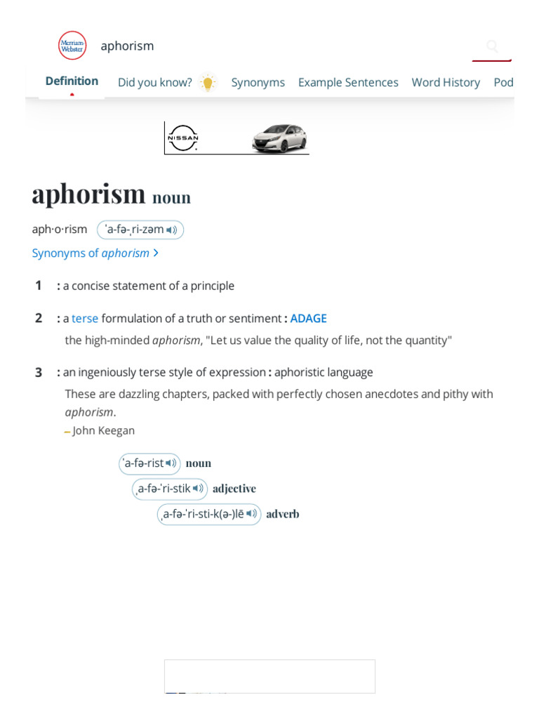 Aphorism Definition & Meaning - Merriam-Webster | PDF | Linguistics