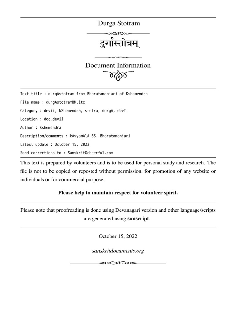 Durg Astotram BM | PDF