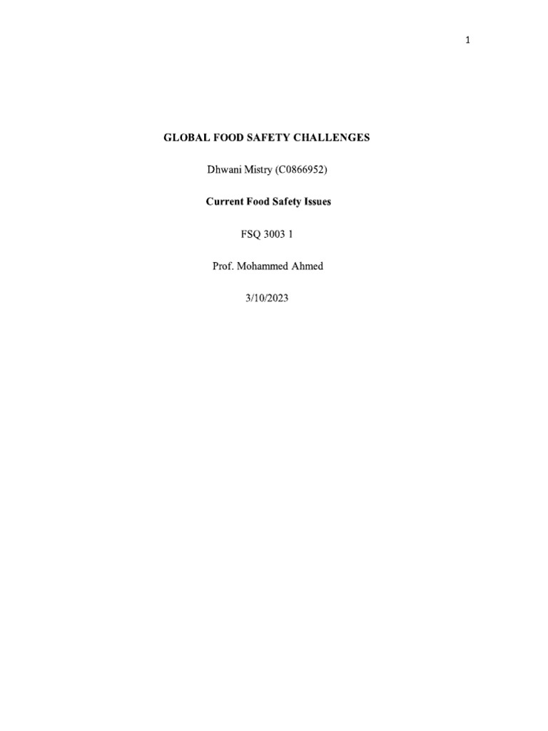 Current Global Food Safety Issue | PDF