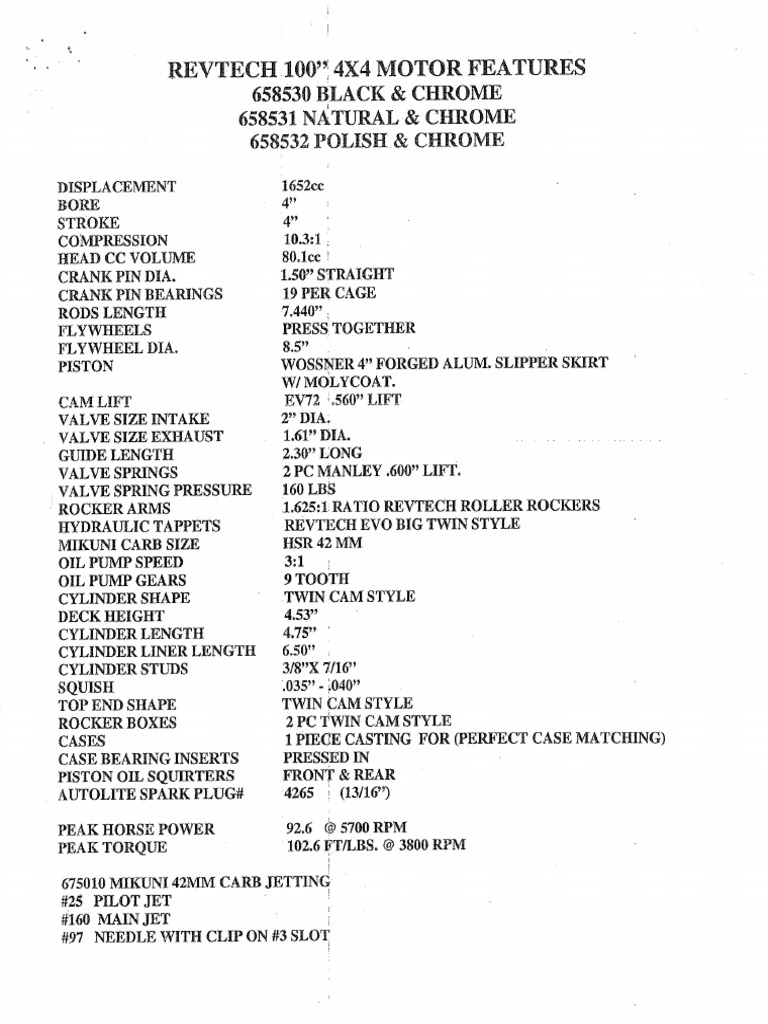 100in 4x4 Spec Sheet | PDF