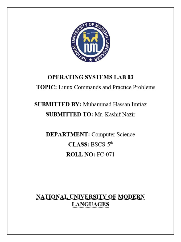 Bscs 5th (Fc-071) Lab No.03 | PDF | Directory (Computing) | Operating ...