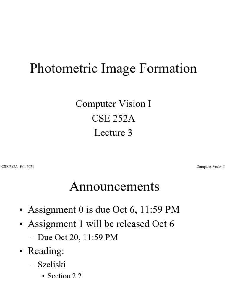 Photometric Image Formation | PDF | Optical Filter | Atomic