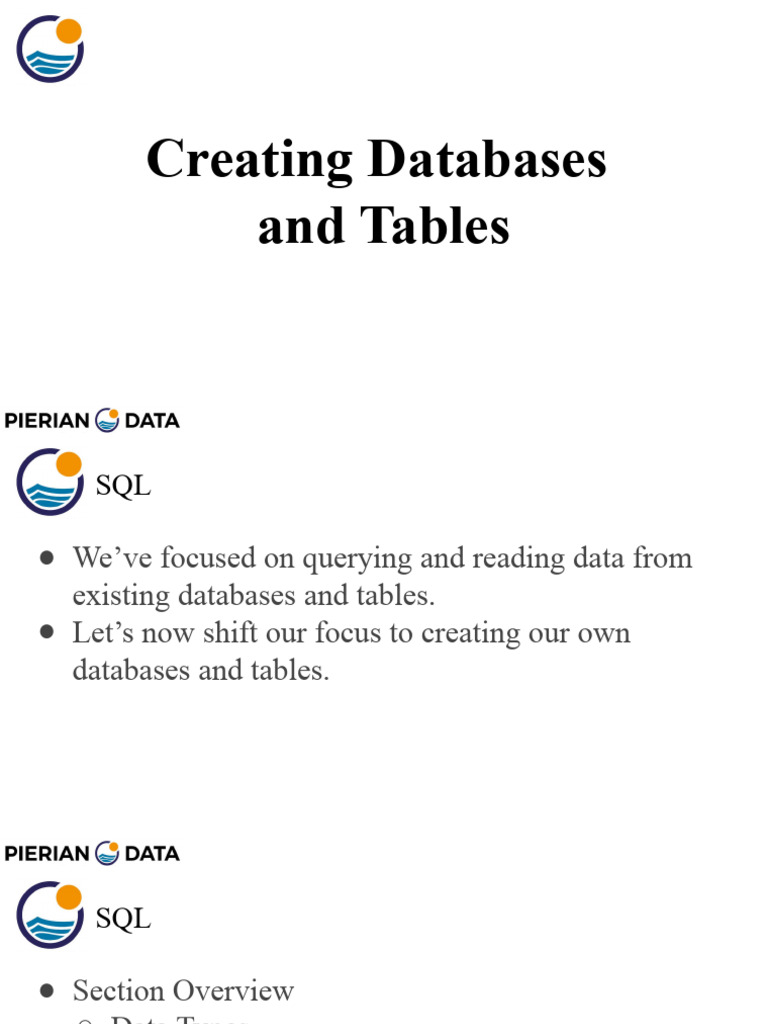 06 Creating Databases And Tables Pdf Relational Database Table Database