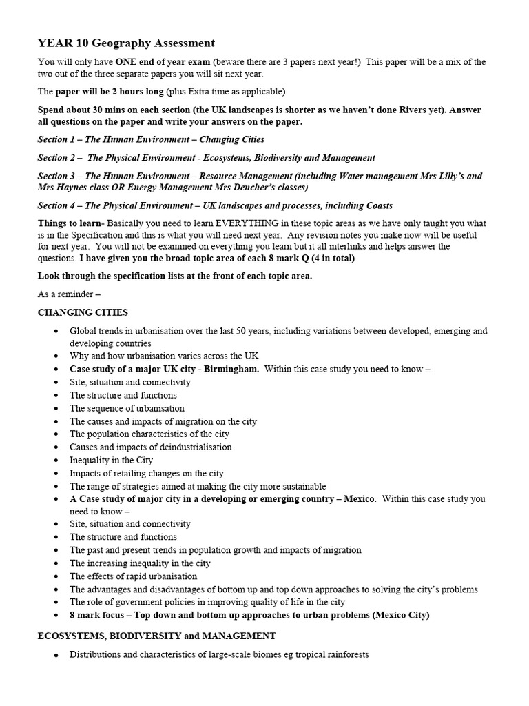 Year 10 Geography Revision | PDF | Ecosystem | Forests