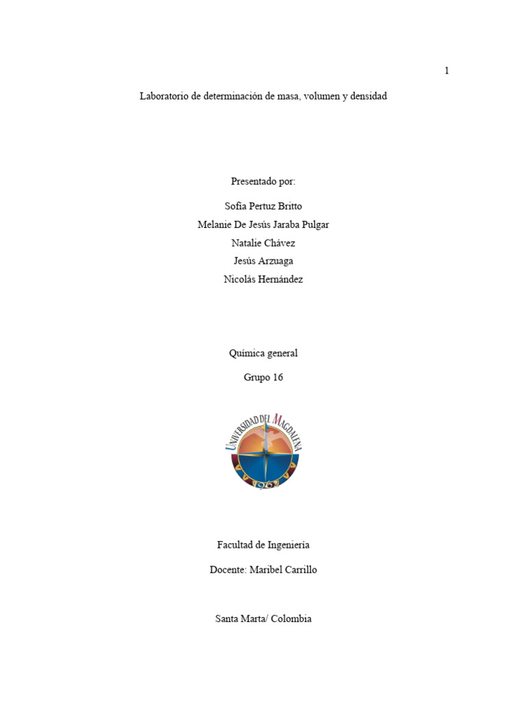 Informe De Laboratorios Pdf Densidad Medición