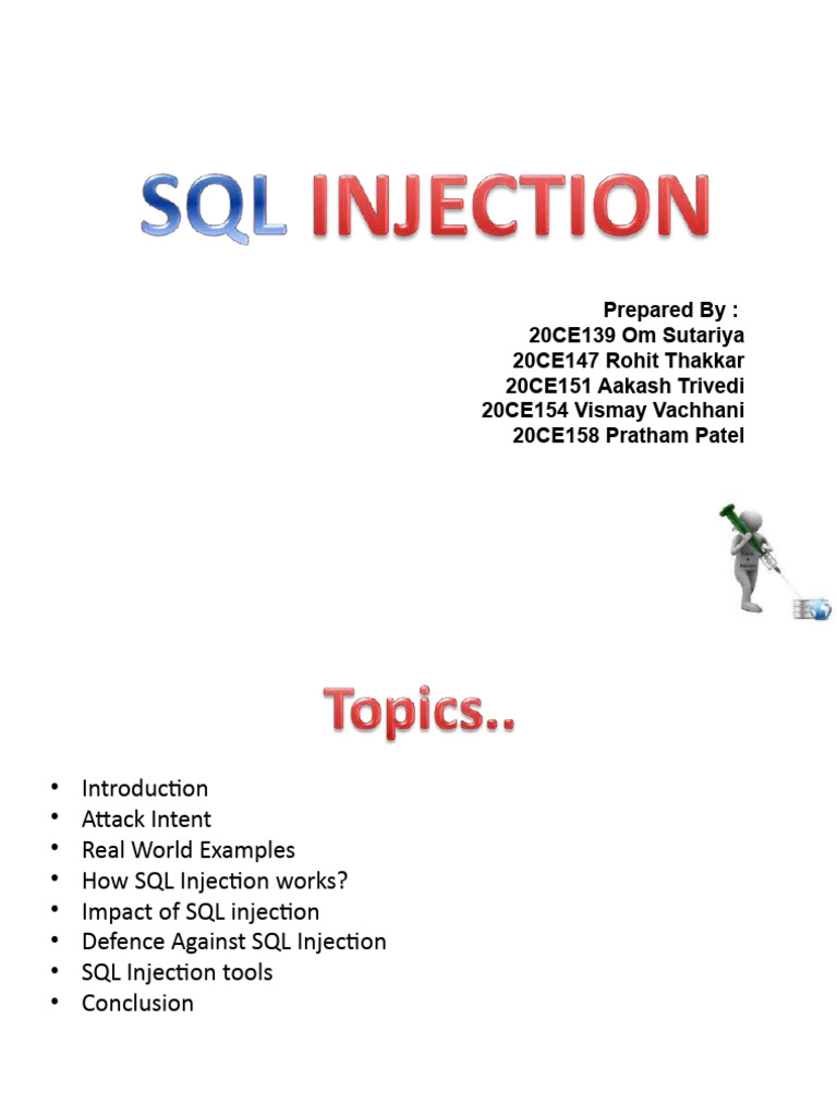 SQL Injection Technique | PDF | Databases | Sql SQL Injection Technique | PDF | Databases | Sql
