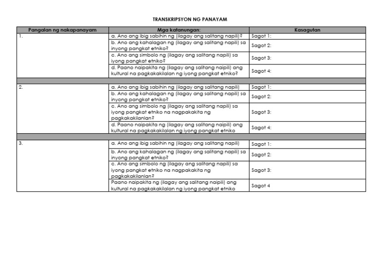 Transkripsyon NG Panayam | PDF