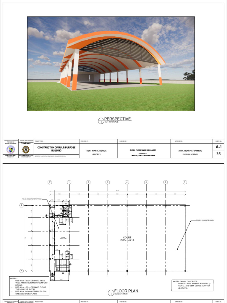 Multi Purpose Building Covered Court Punta Miray | PDF | Architectural ...