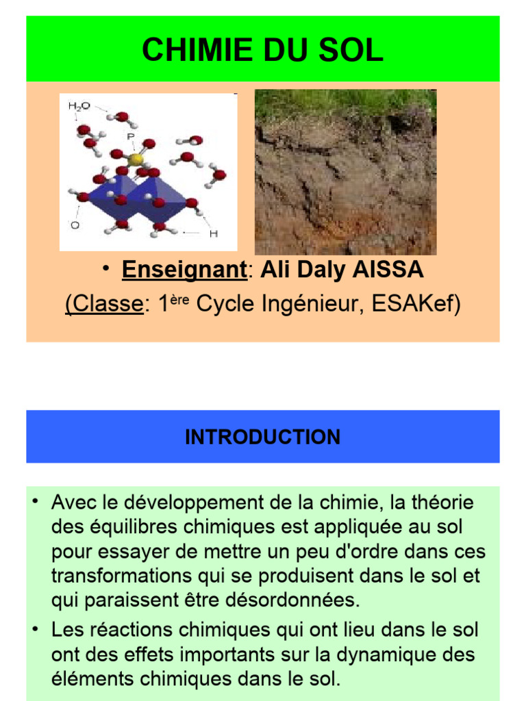 Chimie et Composition des Sols | PDF | Sol (pédologie) | Chimie