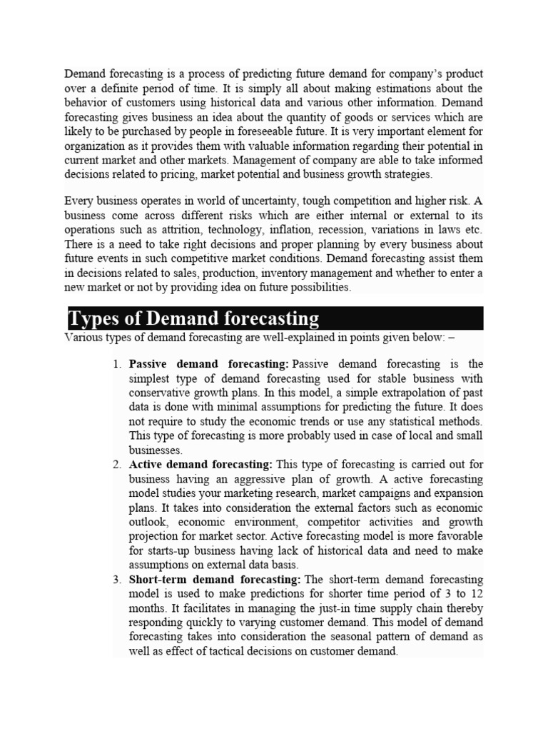 Demand Forecasting for Businesses | PDF | Forecasting | Demand