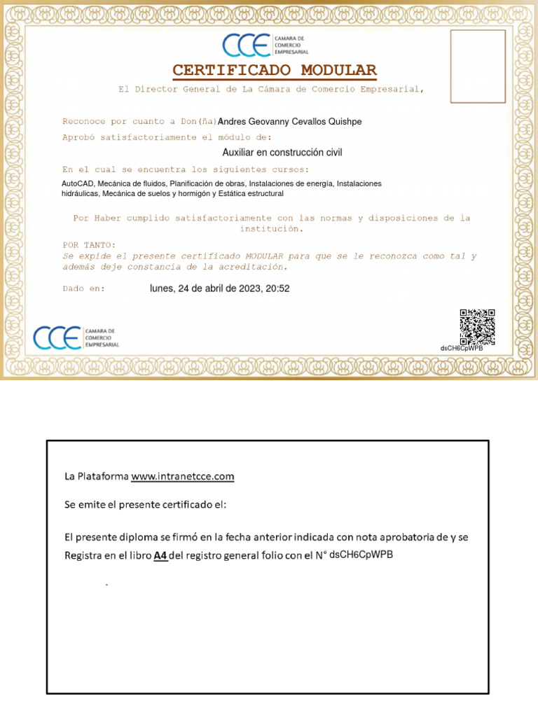 Certificado Modular 2 | PDF