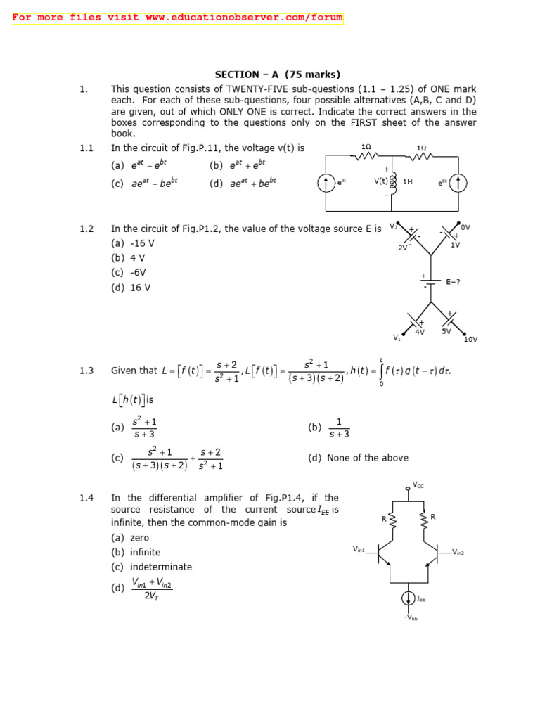 GATE ECE Solved Paper 2000 | PDF | Amplifier | Analog To Digital Converter GATE ECE Solved Paper 2000 | PDF | Amplifier | Analog To Digital Converter