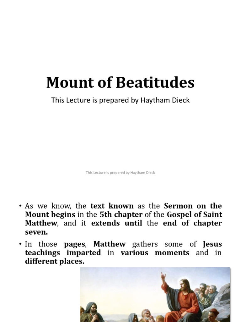 Mount of Beautitudes | PDF | Sermon On The Mount | Jesus