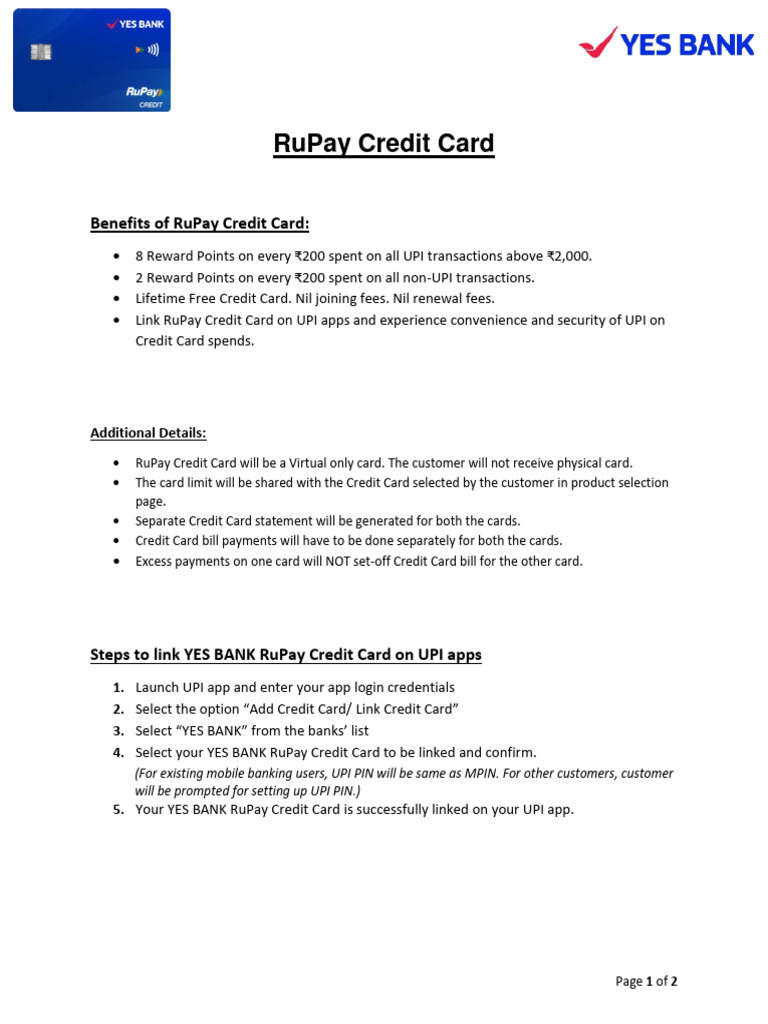 Ybl Rupay Credit Card Usage Guide | PDF | Finance & Money Management