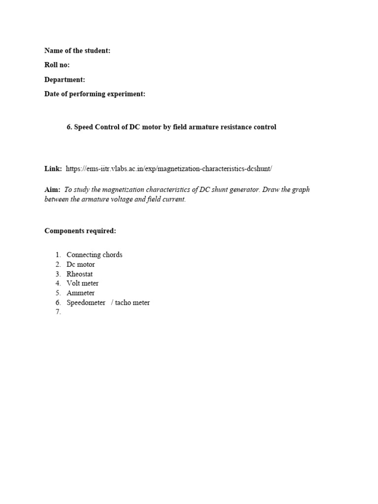 Magnetization Characteristics of DC Shunt Generator | PDF ...